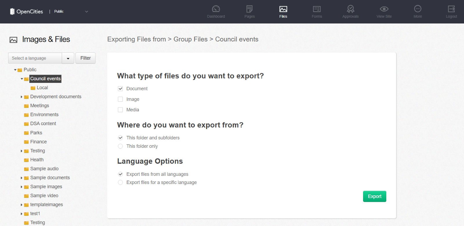 Export Files from the Files Library – OpenCities