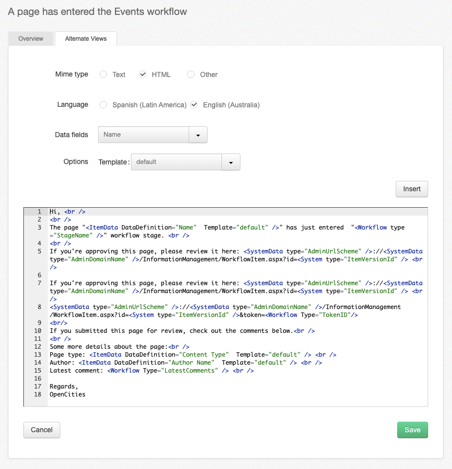 Create Email Templates for Workflows – OpenCities