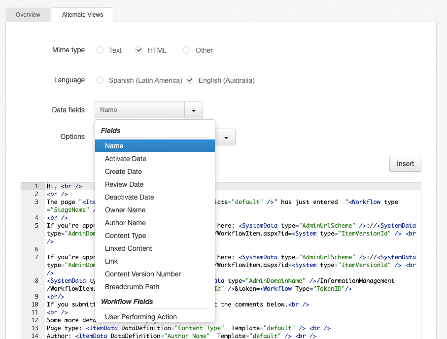 Create email templates for workflows – OpenCities