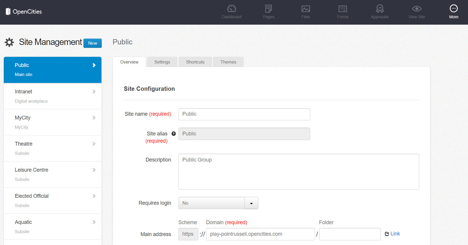 About the Site Management Area – OpenCities