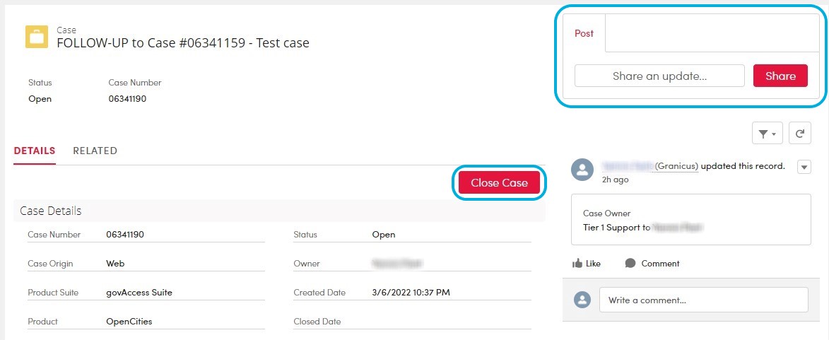 Manage and Update Your Support Cases – OpenCities
