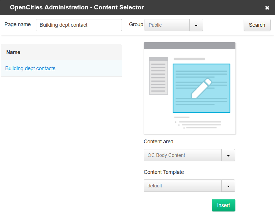 Using the Content Selector – OpenCities