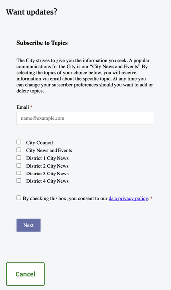 Set Up Topic Subscription Capture for Your Site – OpenCities