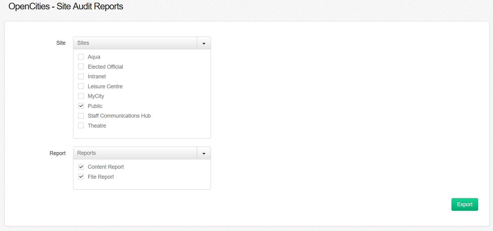 Using the Site Audit Report – OpenCities